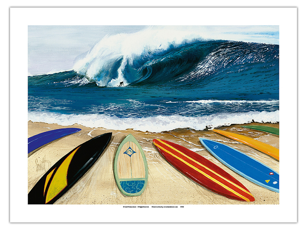 Wait Your Turn - Big Wave Surfer - Surfboard Art - From an Original ...