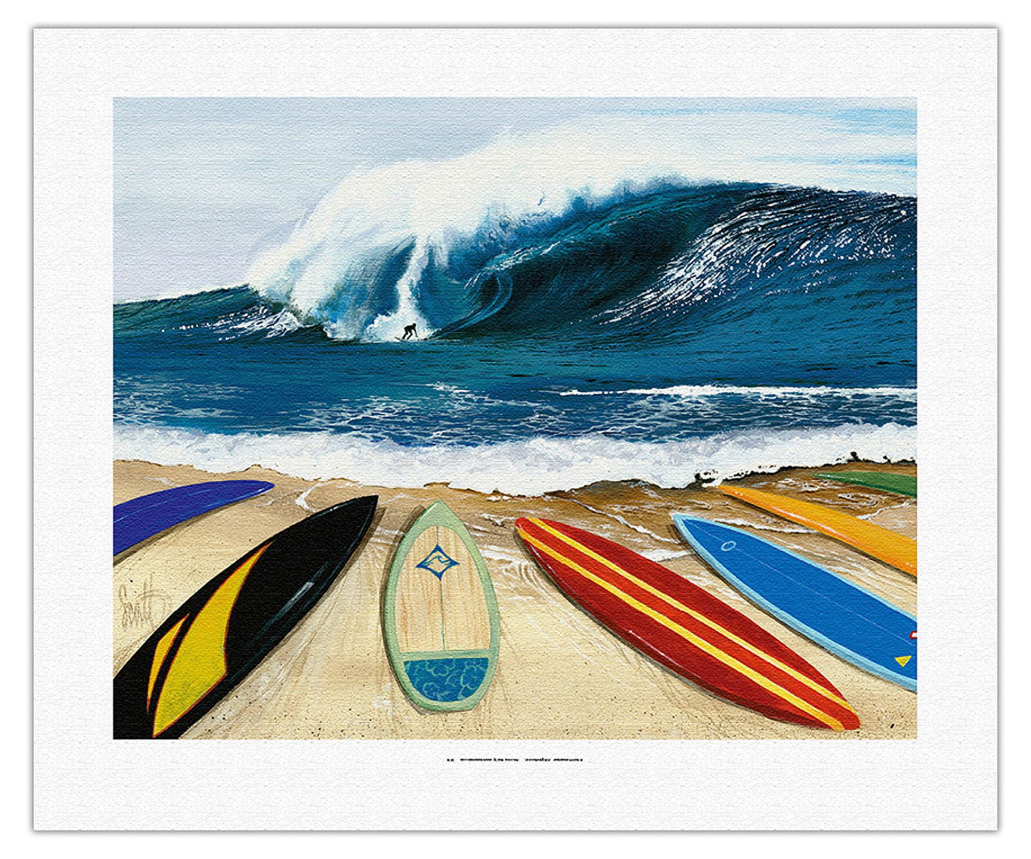 Wait Your Turn - Big Wave Surfer - Surfboard Art - From an Original ...