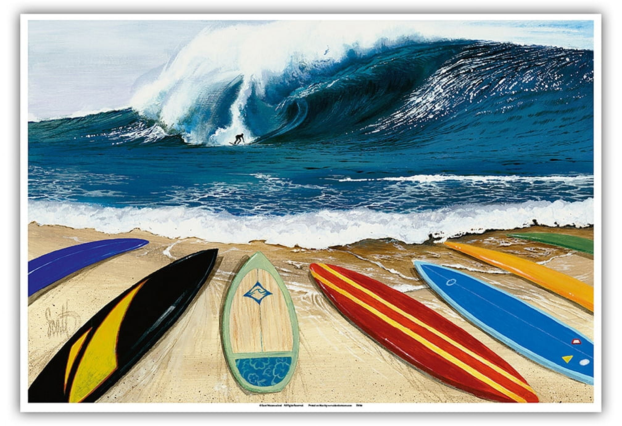 Wait Your Turn - Big Wave Surfer - Surfboard Art - From an Original ...