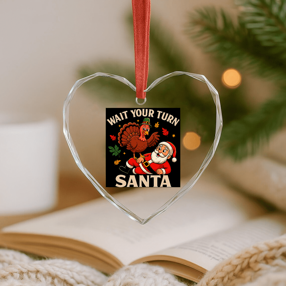 Wait Your Turn Santa Thanksgiving Ornament Home Decoration, Crystal ...