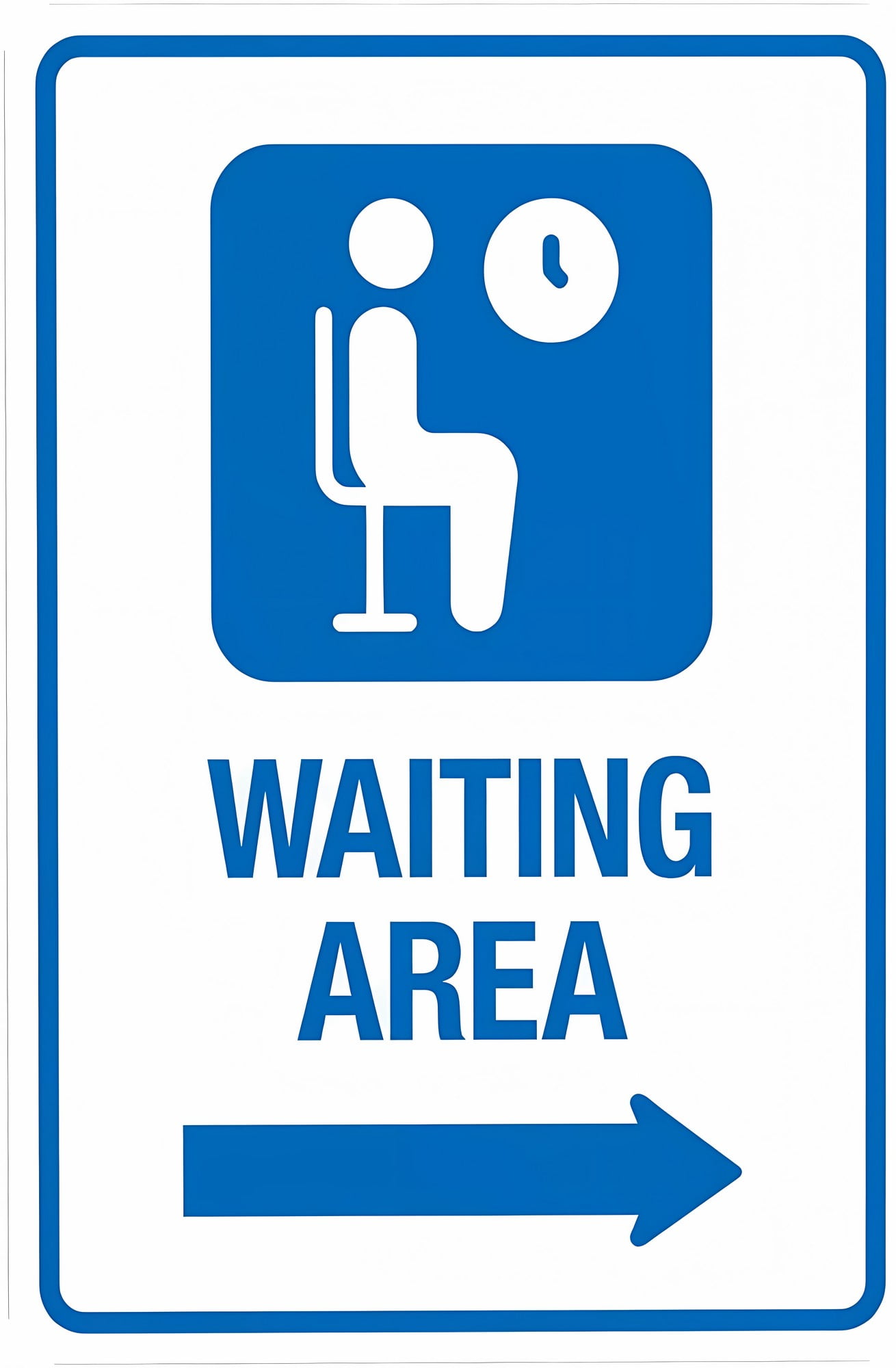 Waiting Area with Right Arrow Hospital Warning Sign - 8"x12", Office ...