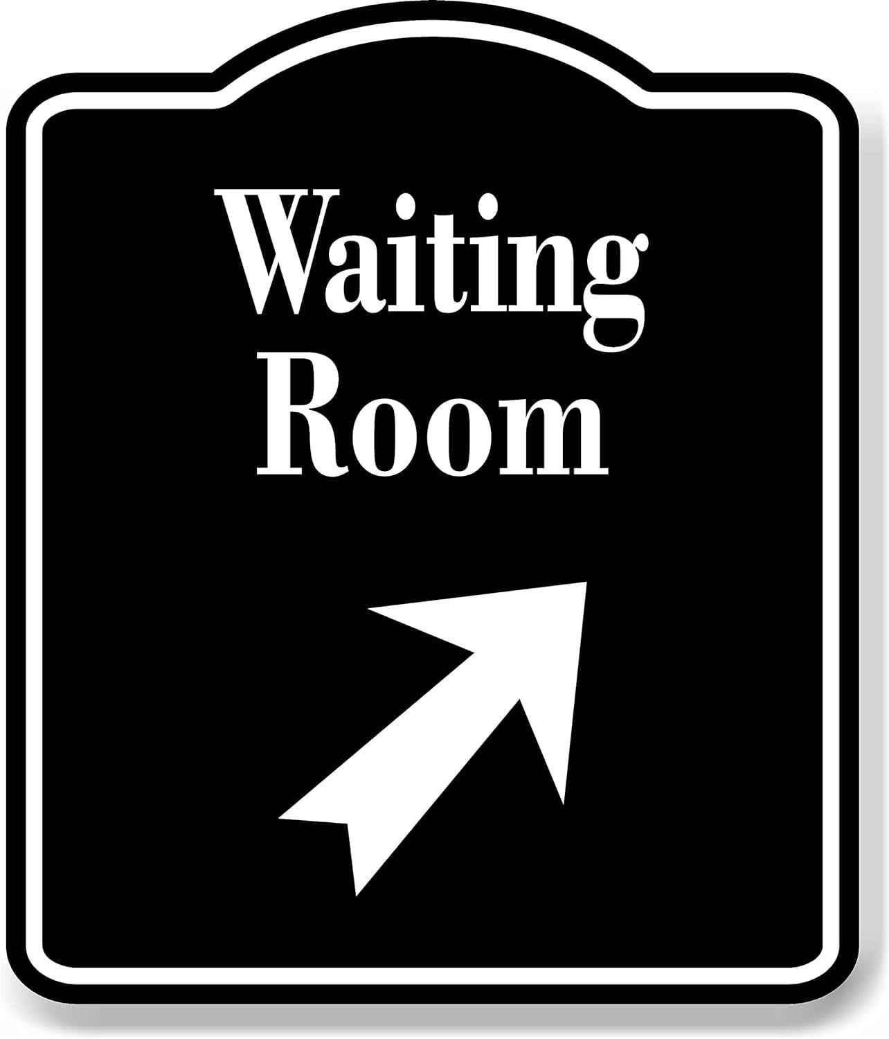 Waiting Room 45 Degree Up Right Arrow BLACK Aluminum Composite Sign, 8. ...
