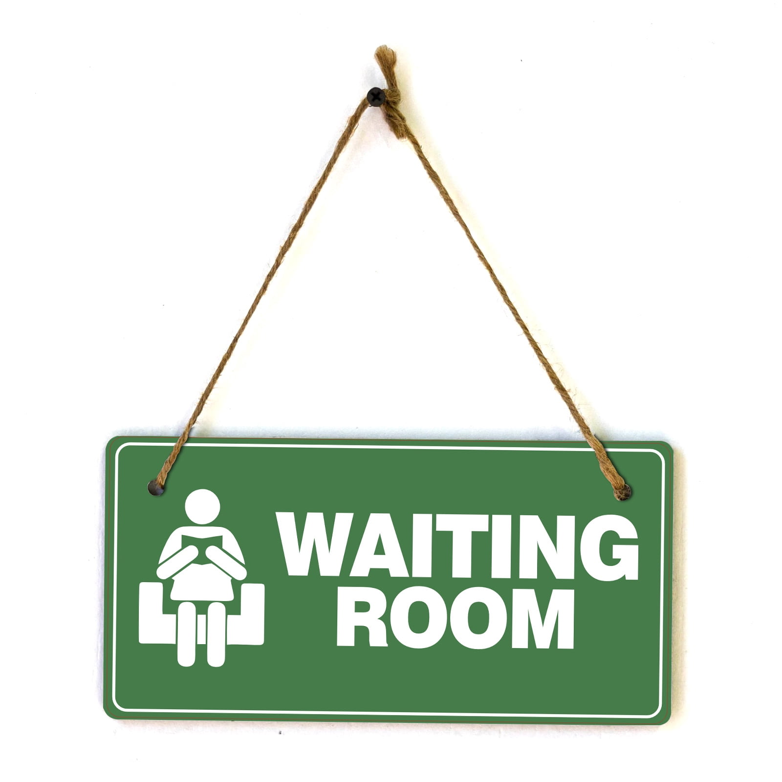 Waiting Room 5x10 Hanging Plus Wall or Door Sign | Rustic Twine ...