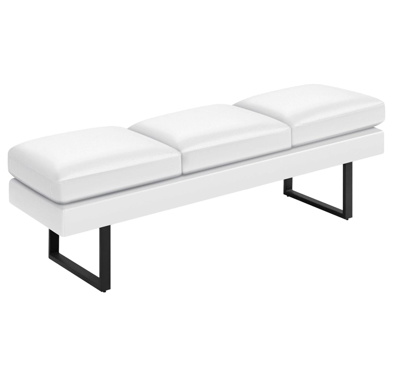 Waiting Room Bench with 3 Seats,Faux Leather Reception Bench ...