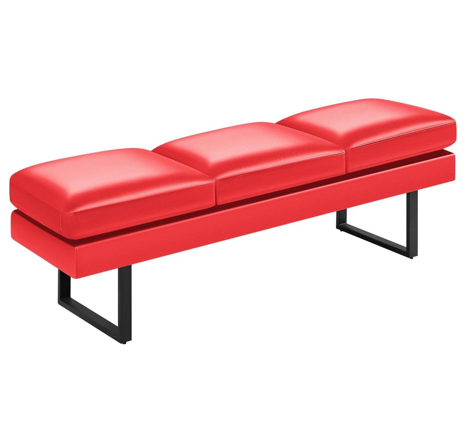 Waiting Room Bench with 3 Seats,Faux Leather Reception Bench ...