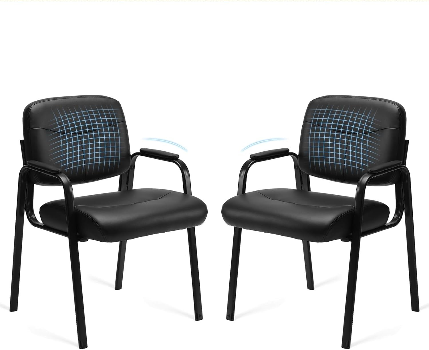 Waiting Room Chairs Set of 2 Office Guest Reception Chairs with Arms No ...