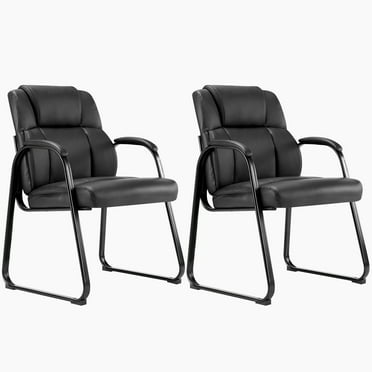 Guest Reception Chairs Set of 2, Office Desk Chairs with Fixed PU ...