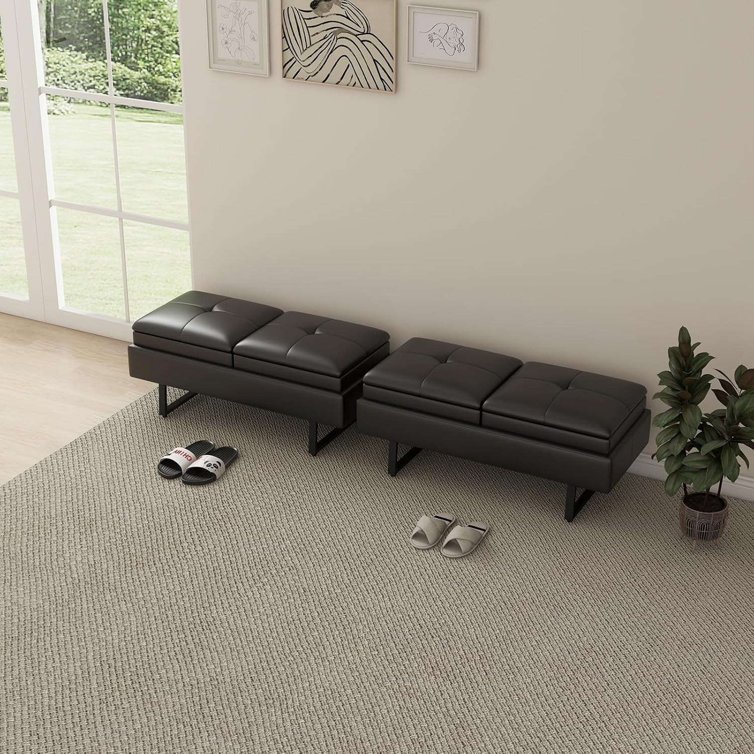 Waiting Room Chiars Reception Bench - 4-Seat Office Guest Chair, Modern ...