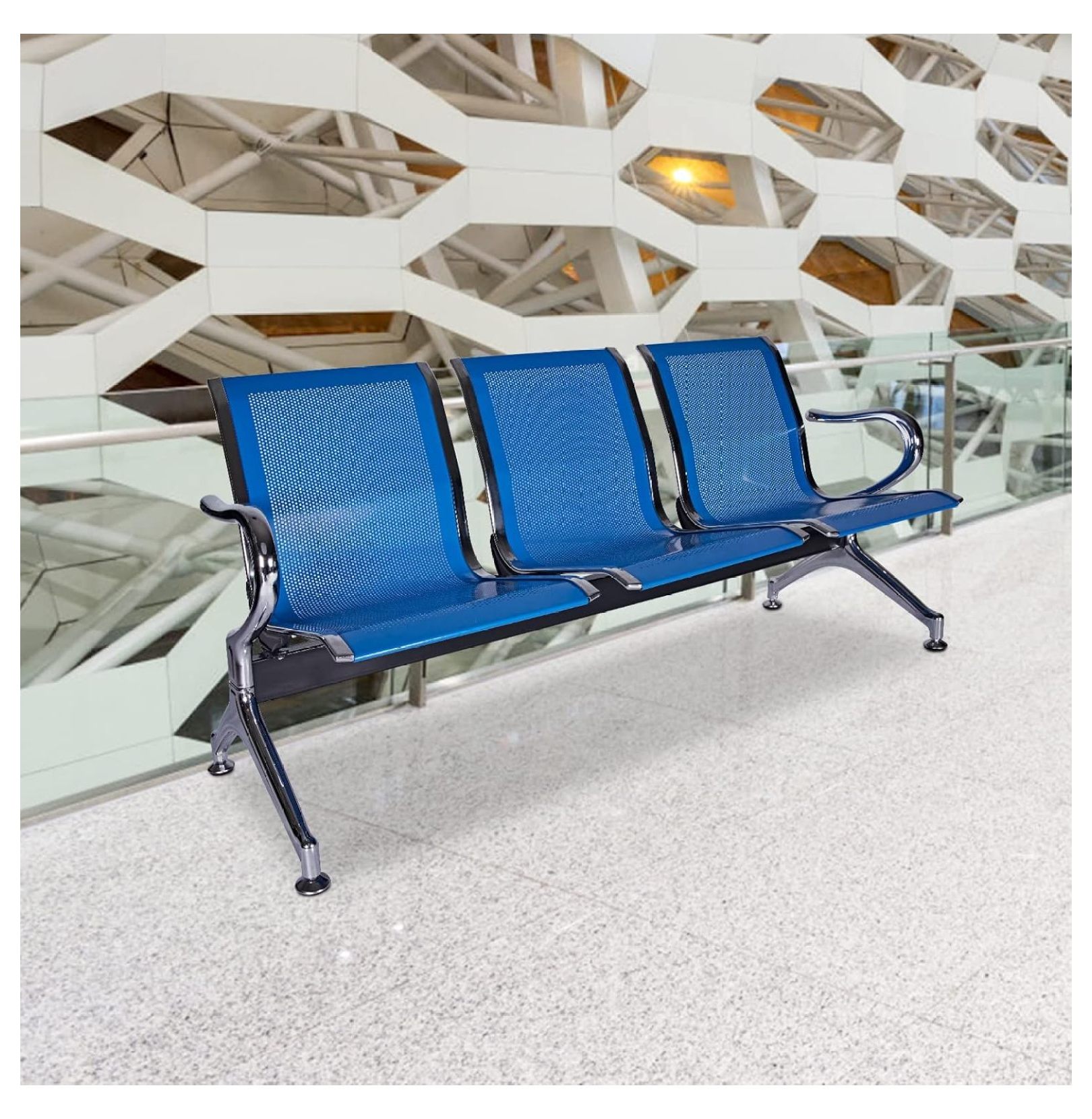 Waiting Room Guest Chair 3 Seat, Airport Reception Chairs with Arms ...