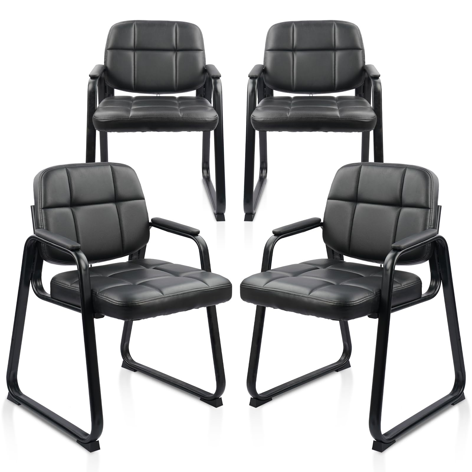 Waiting Room Guest Chair, Bonded Leather Padded Armrest Office ...