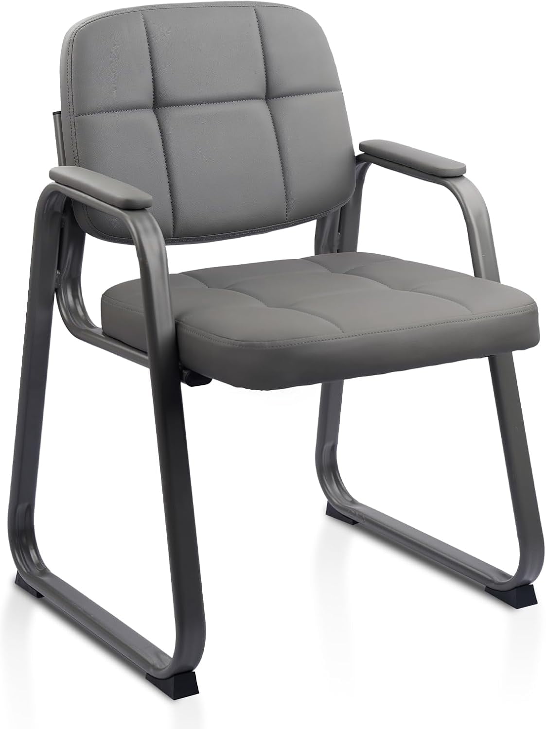 Waiting Room Guest Chair with Bonded Leather Padded Arm Rest for Office ...