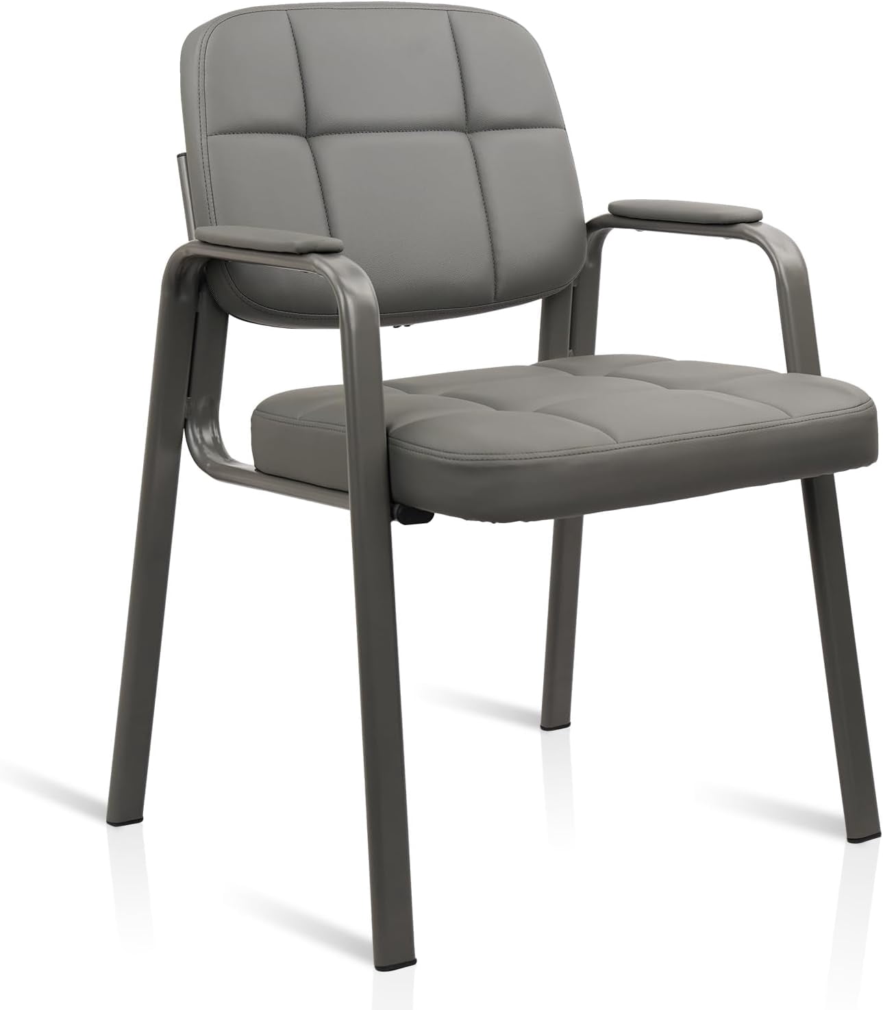 Waiting Room Guest Chair with Bonded Leather Padded Arm Rest for Office ...