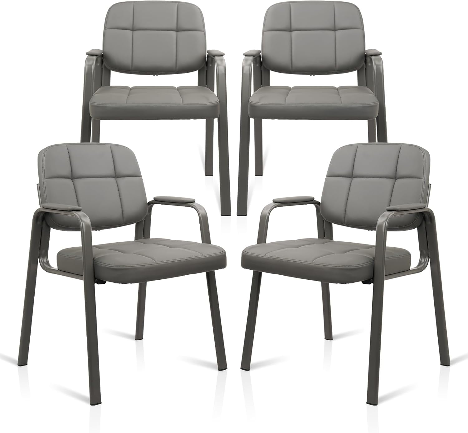 Waiting Room Guest Chair with Bonded Leather Padded Arm Rest for Office ...