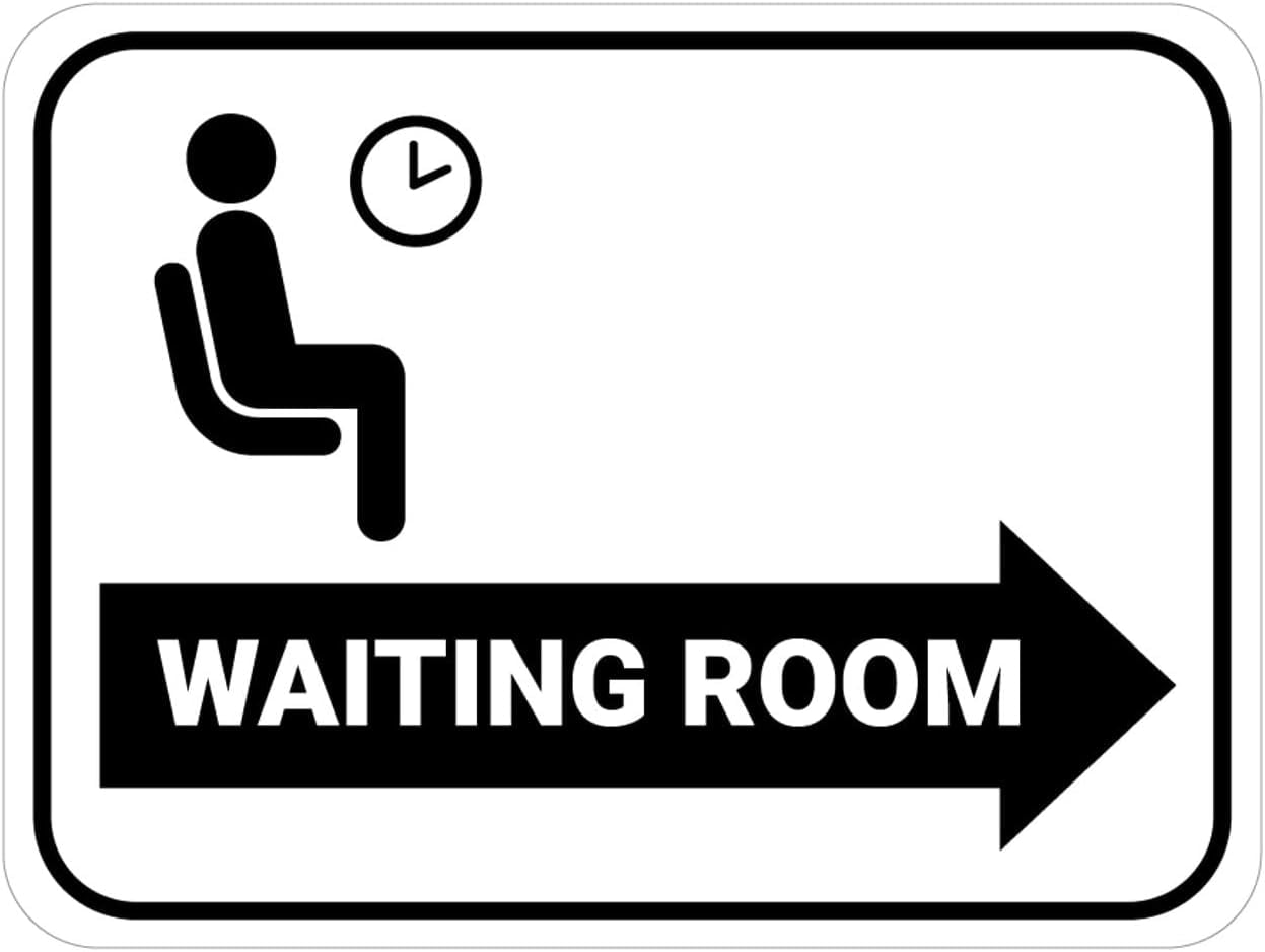 Waiting Room Right Arrow with Icon Rectangular - Floor Sign Warning ...