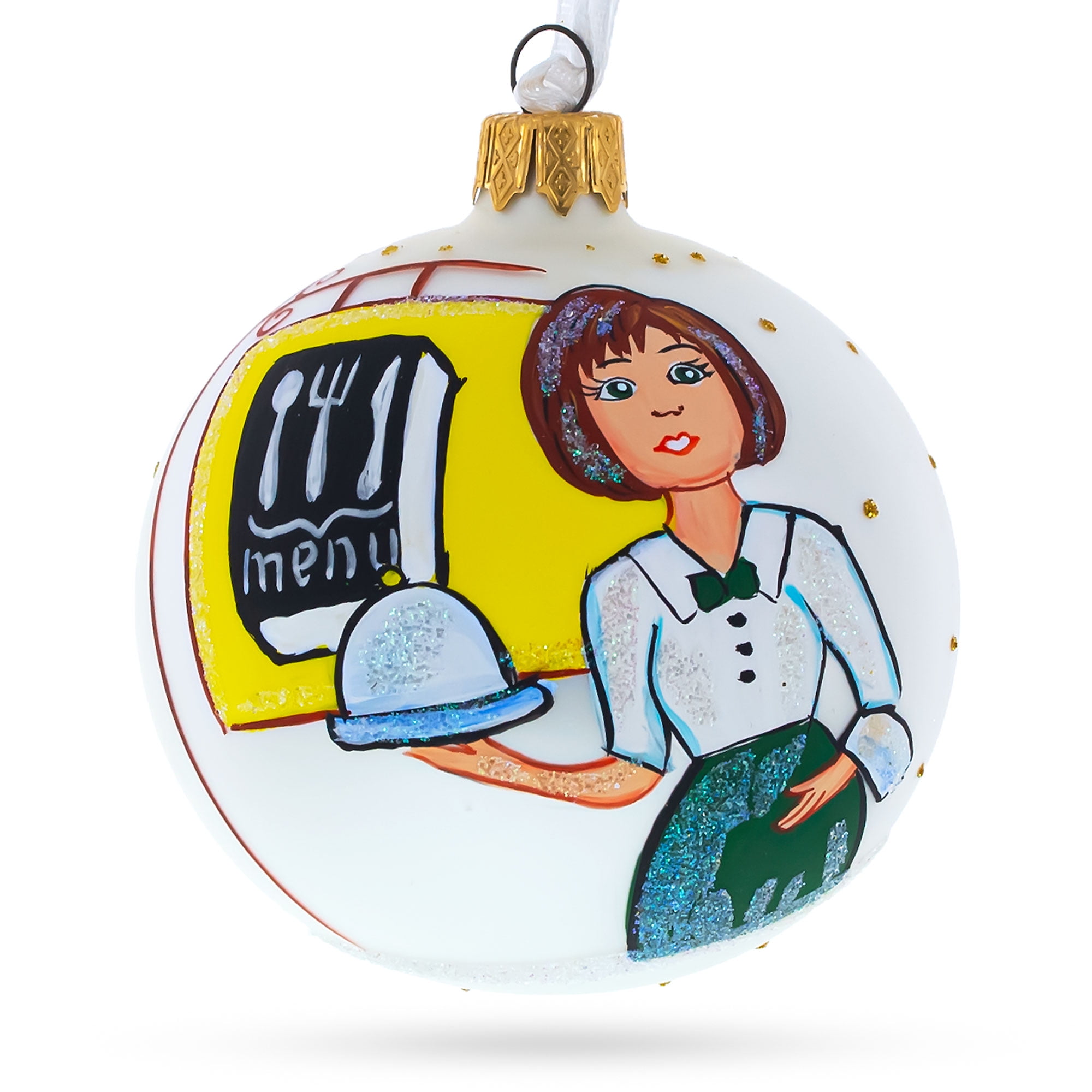 Waitress Glass Ball Christmas Ornament 3.25 Inches - Walmart.com