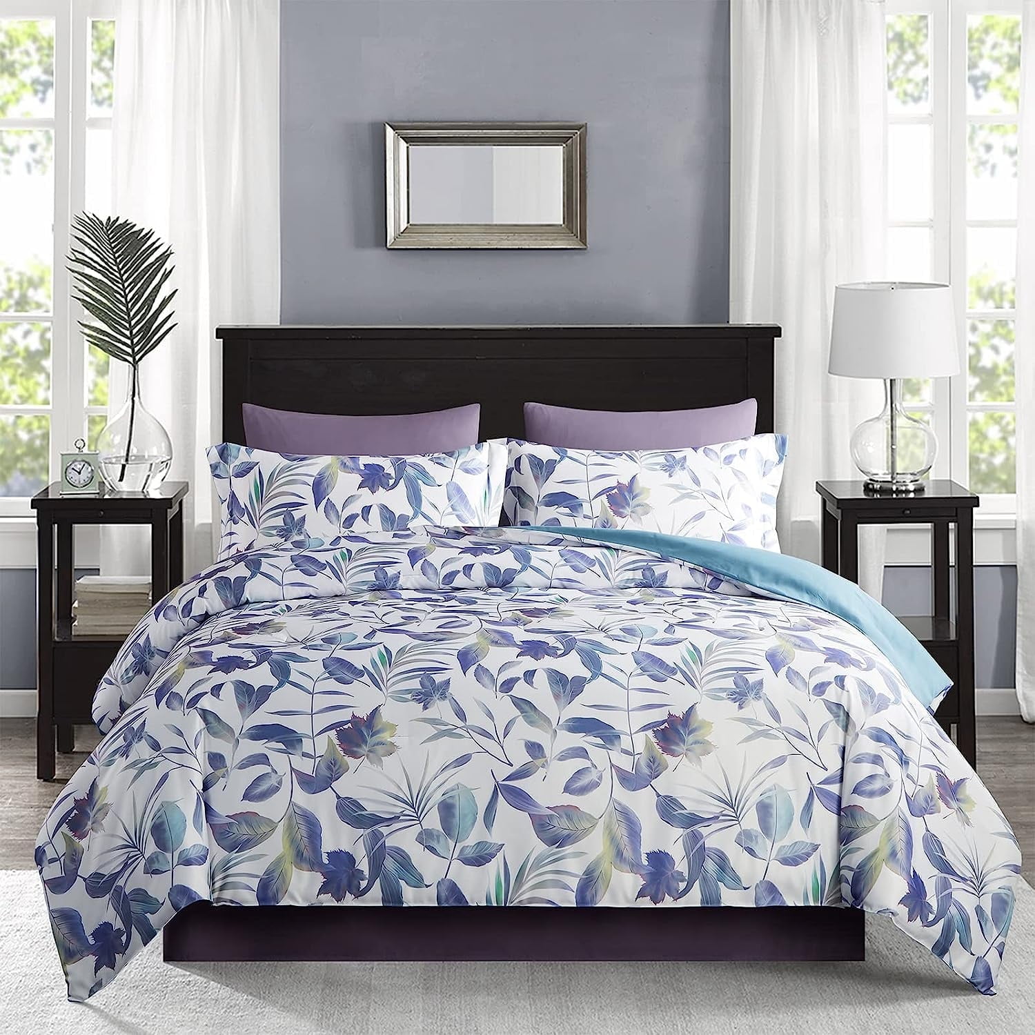 Wajade 7PCS Floral Boho Comforter Set Bed in A Bag Queen Size, Luxury ...