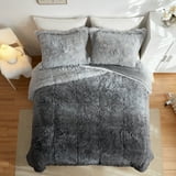 Wajade Queen Size Ombre Shaggy Comforter Set with Faux Fur and 2 Pillow ...