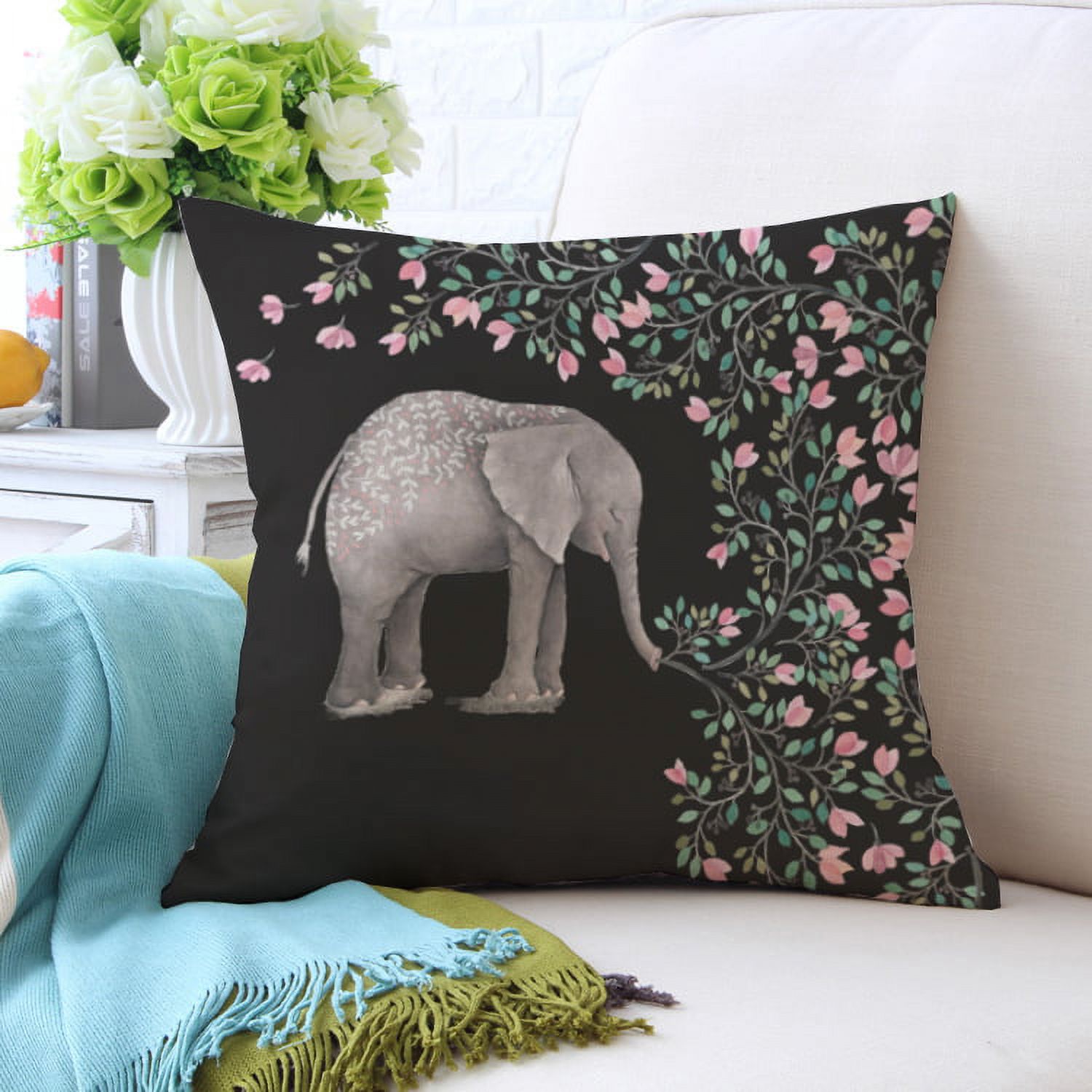 CANFLASHION Antique Rose Floral French Aubusson Rug Print Throw Pillow ...