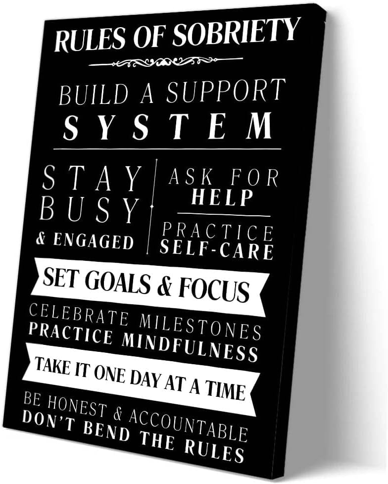 Wajizvl Addiction Recovery Wall Art Rules of Sobriety Motivational ...