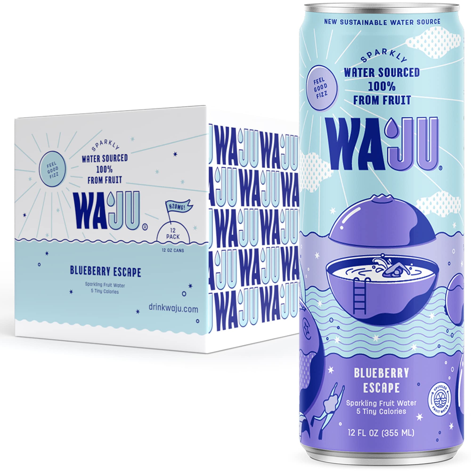 Waju Sparkling Water Blueberry 12 fl oz (Pack Of 12) - Walmart.com