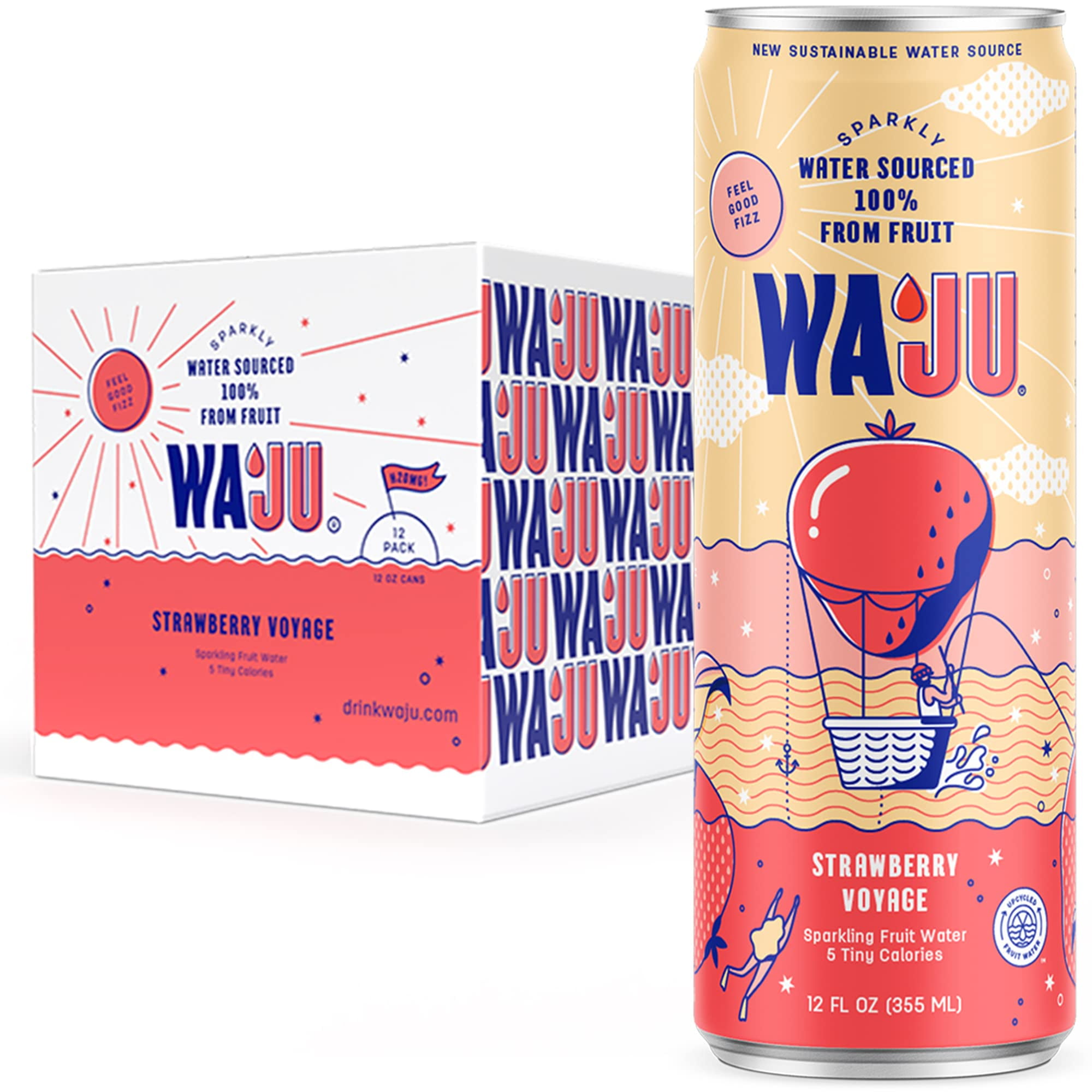 Waju Sparkling Water Strawberry 12 fl oz (Pack Of 12) - Walmart.com