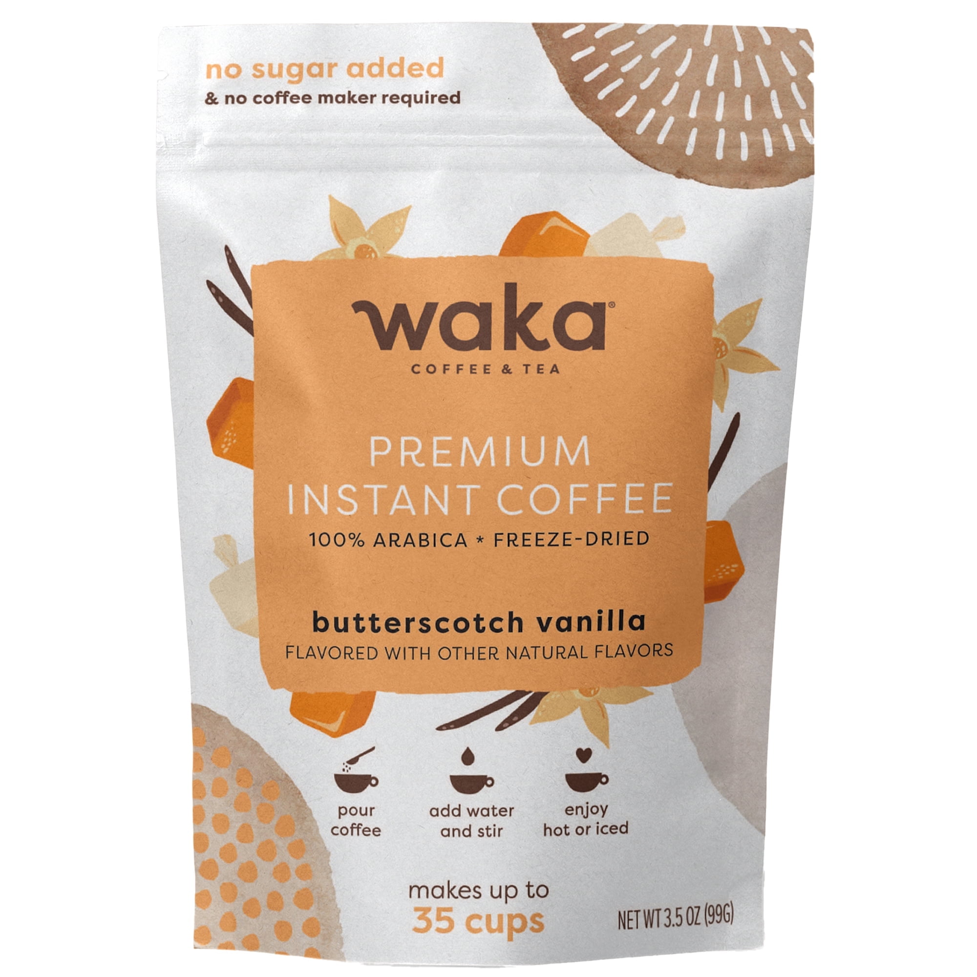 Waka Coffee & Tea, Butterscotch Flavored -Flavored Instant Coffee , No ...