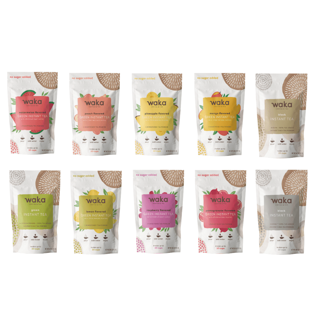 Waka Instant Tea Mix, Sample Bundle (10 x .45oz) - 100% Tea Leaves, No ...