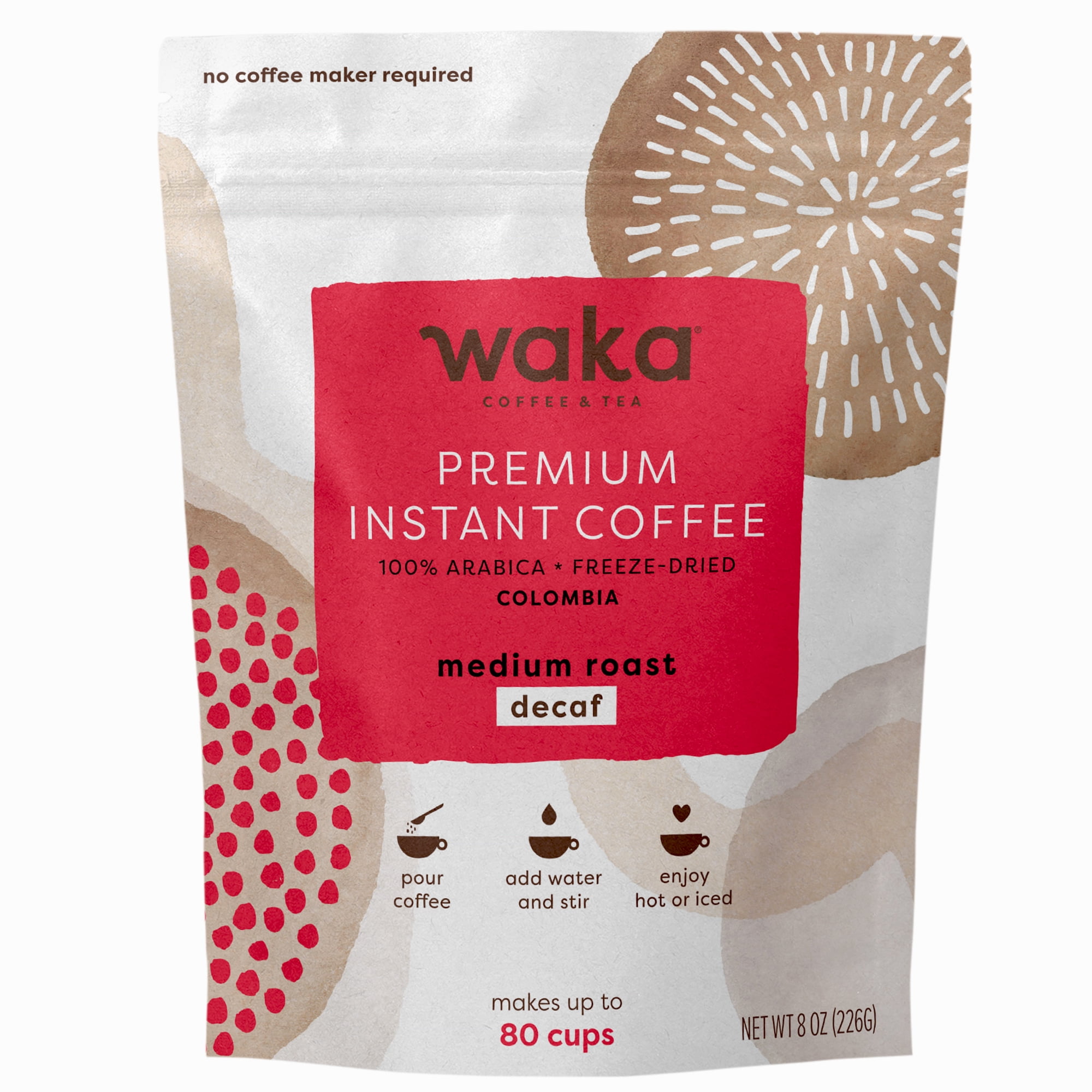Waka Instant Coffee, Decaffeinated Medium Roast - 100% Arabica ...