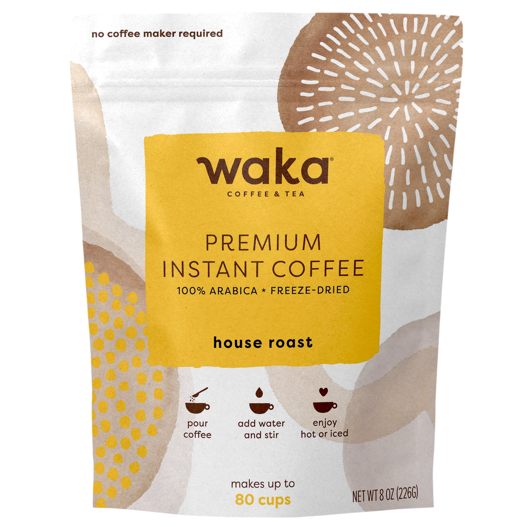 Waka Instant Coffee, House Roast - 100% Arabica Beans, Freeze Dried ...
