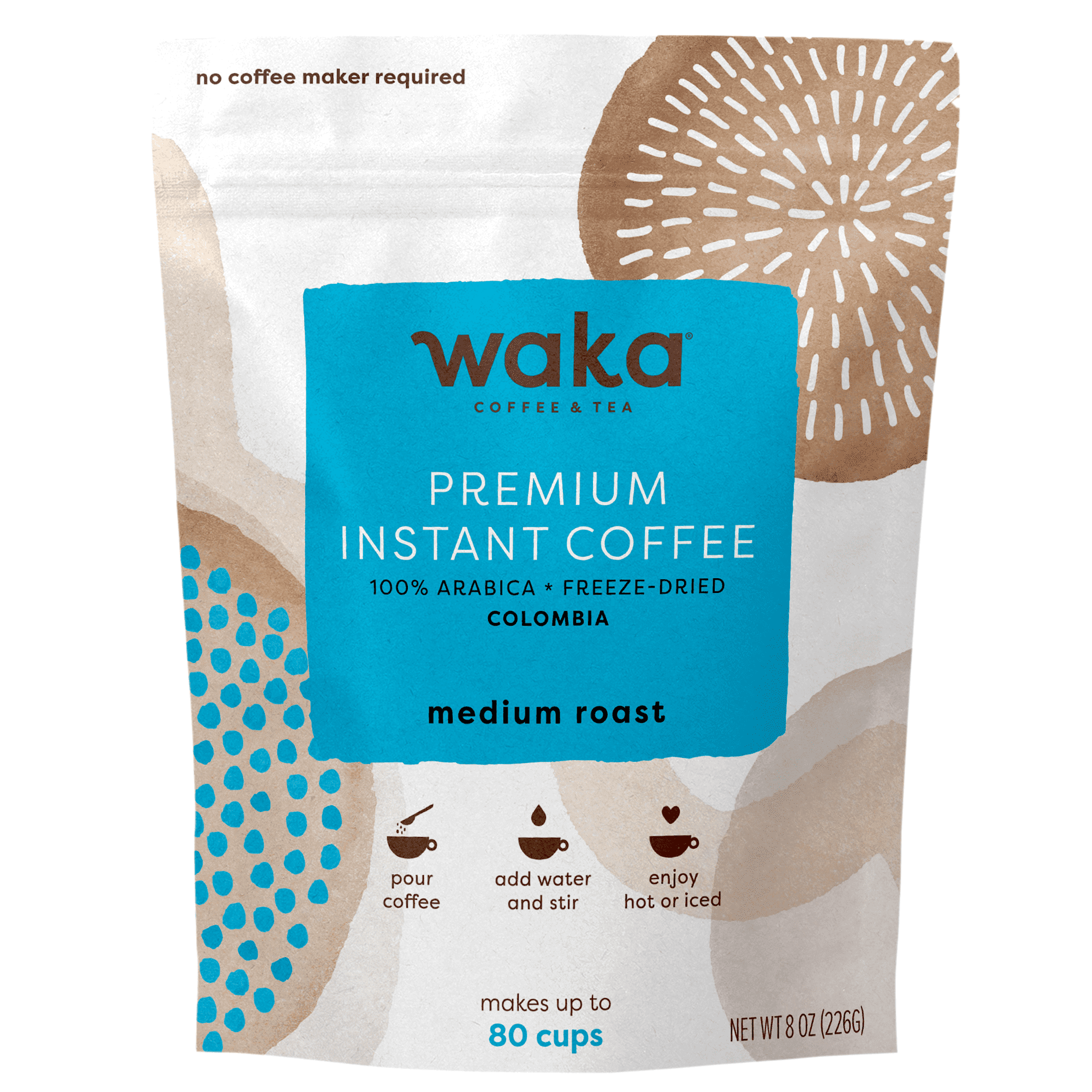 Waka Premium Instant Coffee, Medium Roast, 100% Arabica, 80 Servings ...