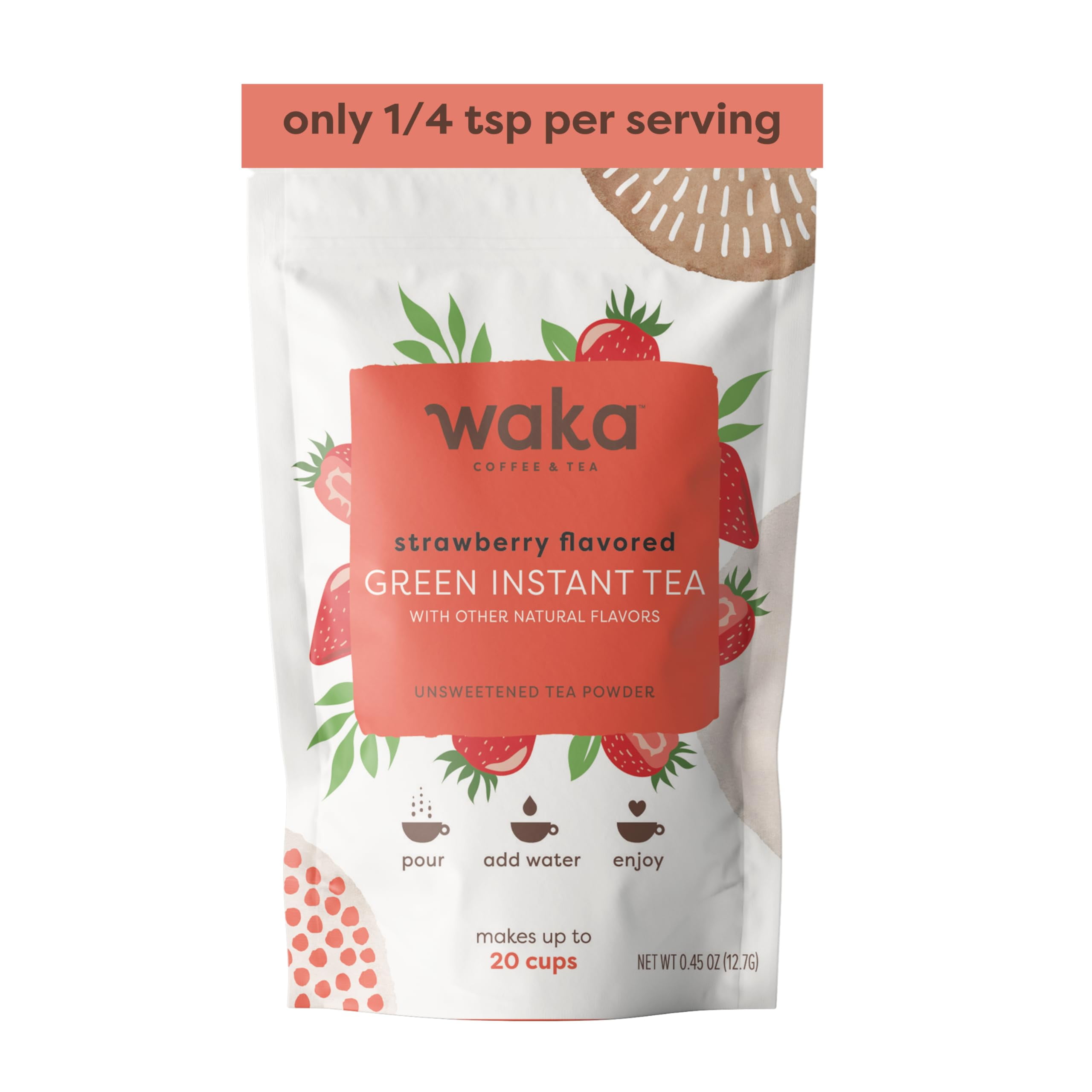 Waka Instant Green Tea Mix, Strawberry Flavored - 100% Tea Leaves, No ...