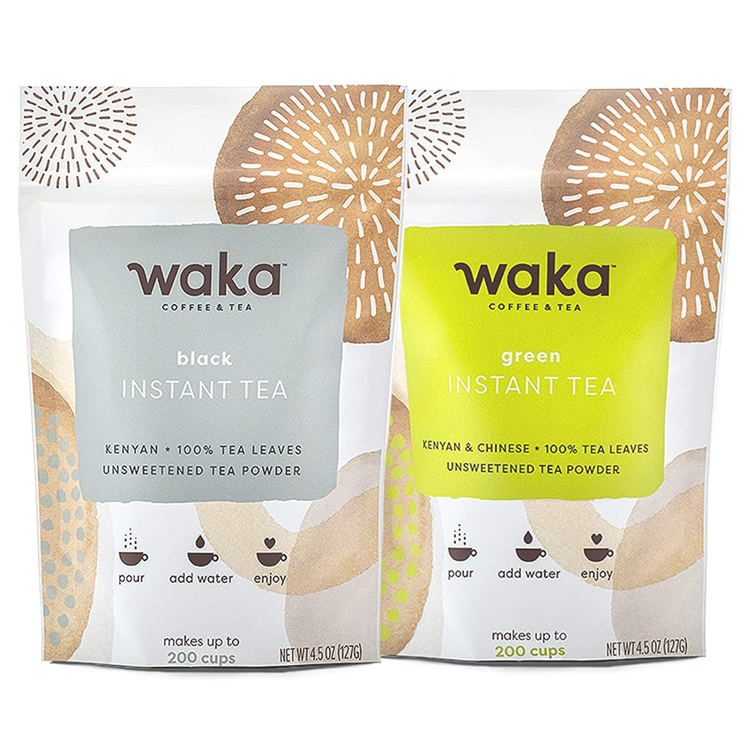 Waka Quality Instant Tea — Unsweetened 2 Bag Tea Combo — 100% Tea ...