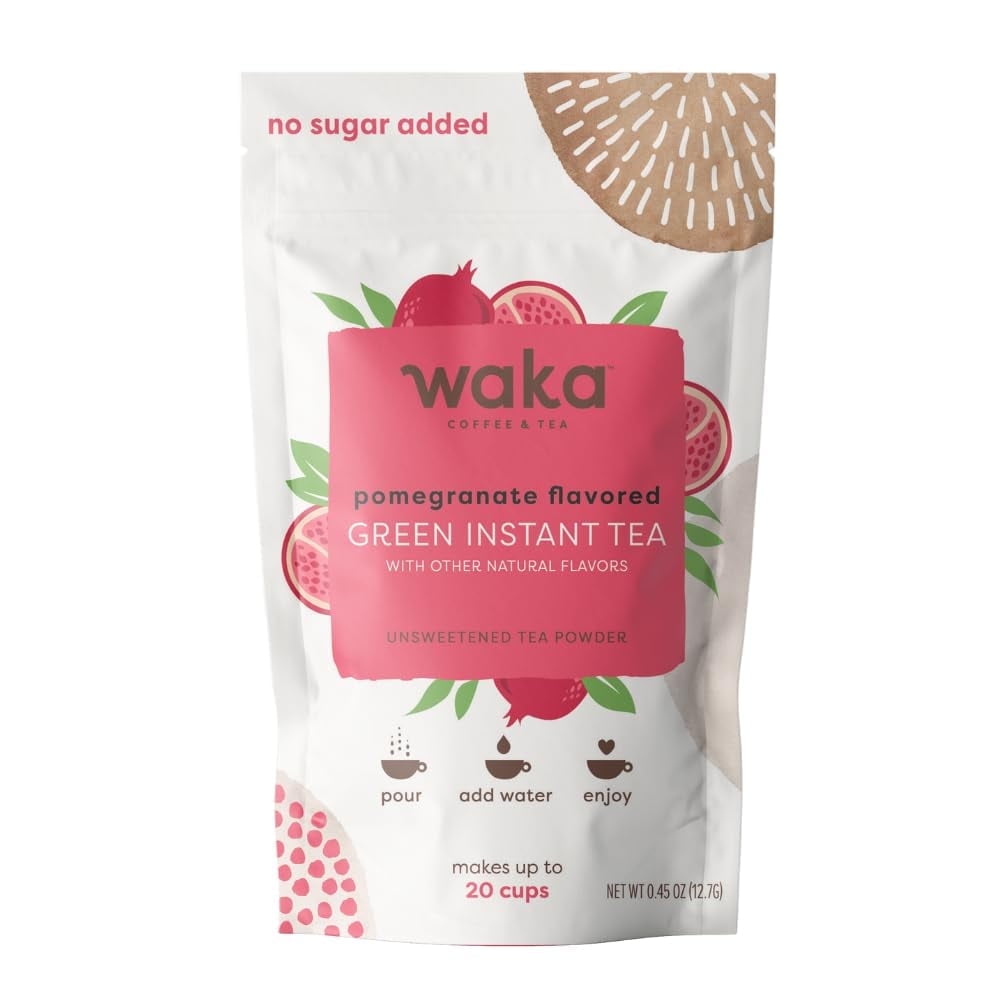 Waka Instant Green Tea Mix, Pomegranate Flavored - 100% Tea Leaves, No ...