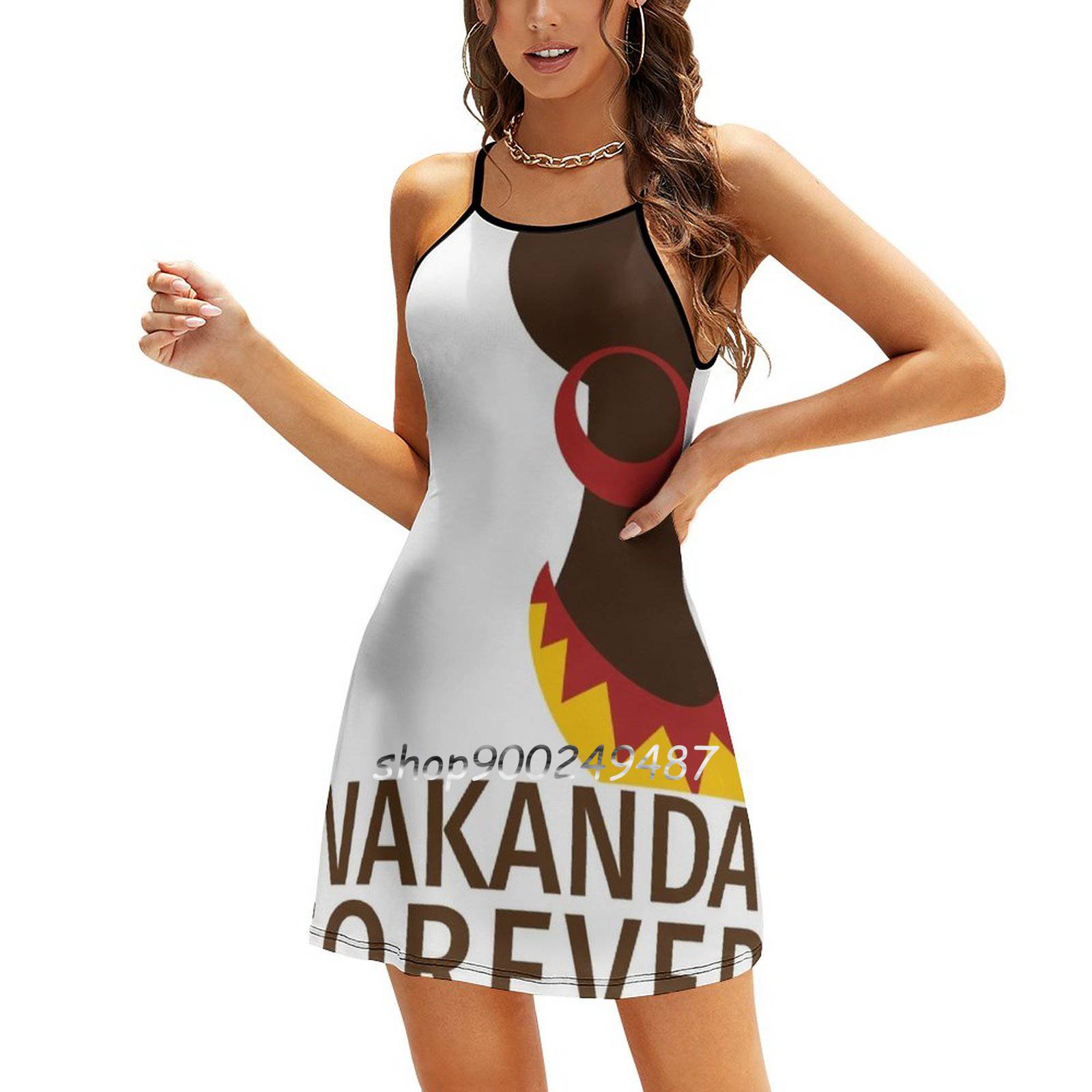 Wakanda Forever Sweet Elegant Dress Women Korean Kawaii Square Collar ...