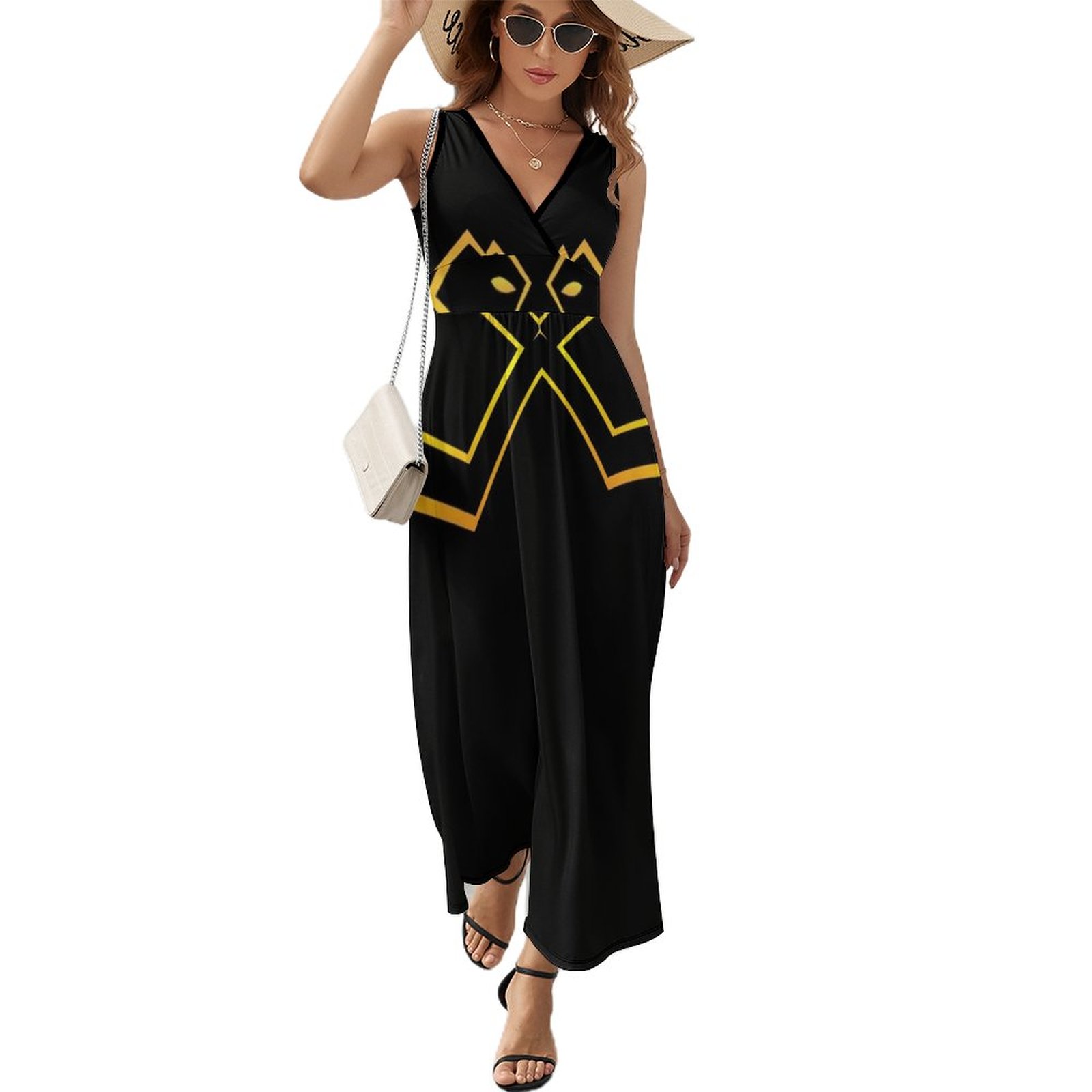 Wakanda W Gold Sleeveless Dress festival outfit women Long dress woman ...