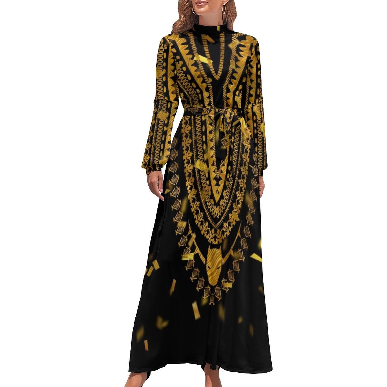 Wakandan Dashiki Gold Festive Long Dress elegant party dress for women ...
