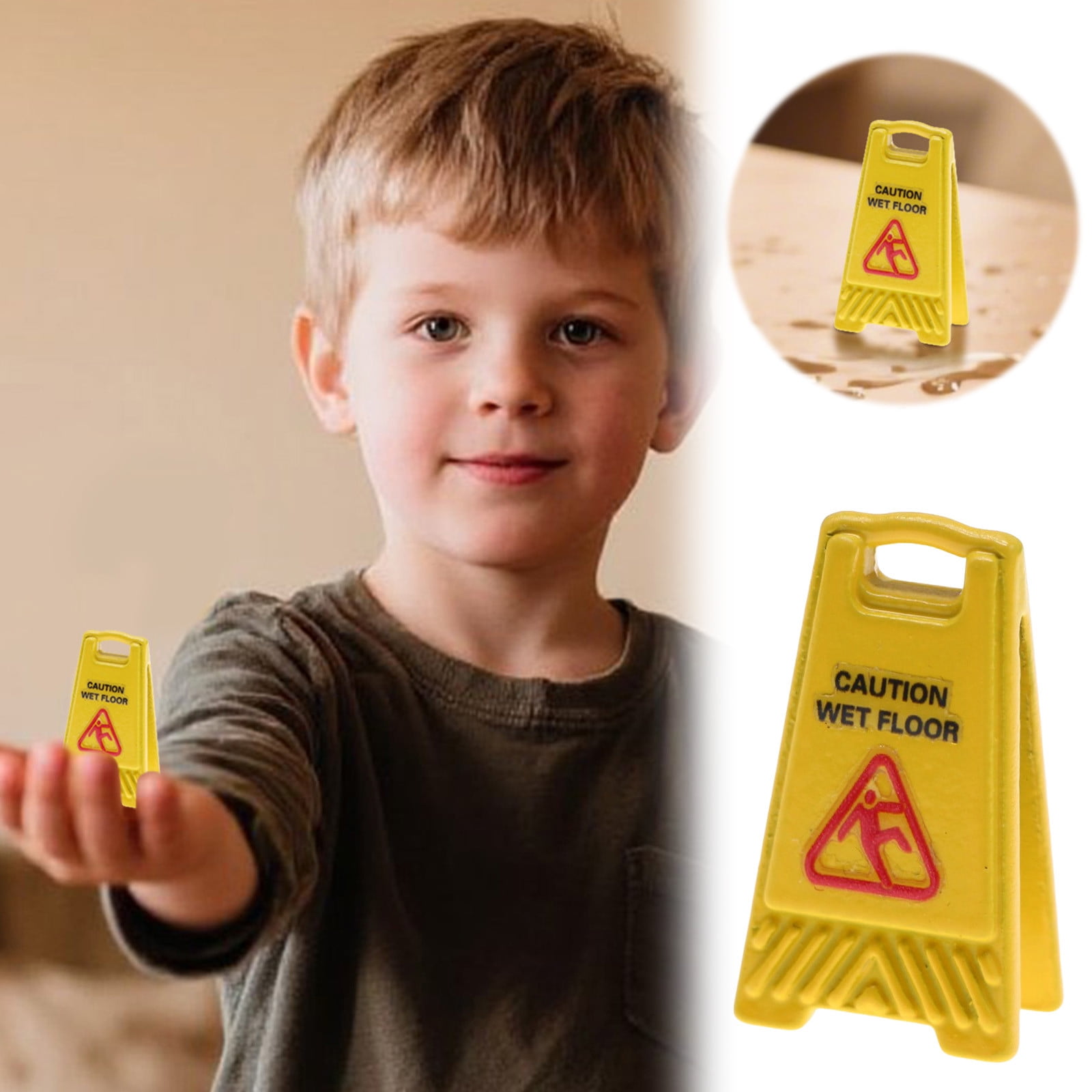 Wakauto Miniature Dollhouse Wet Floor Caution Signs Realistic Role Play ...