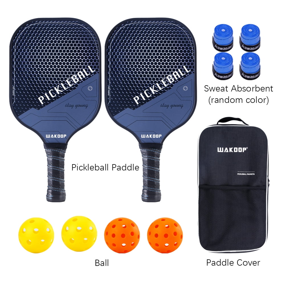 Wakdop Pickleball Paddle Set,Carbon Pickleball Racket Set of 2 Rackets ...