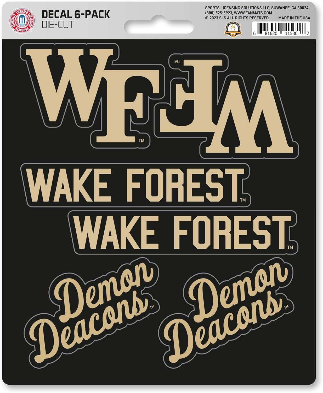 Wake Forest University Demon Deacons 6-Piece Decal Sticker Set, 5x6 ...