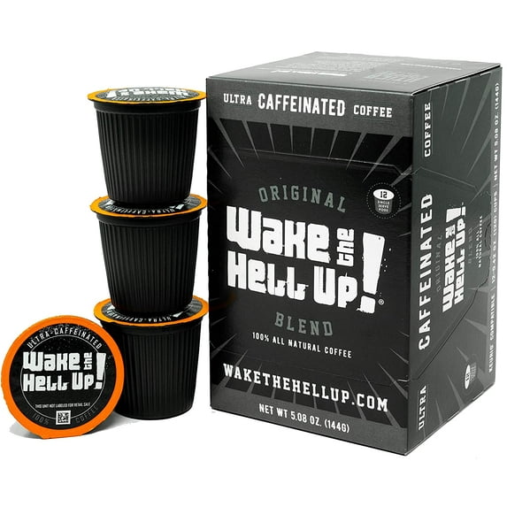 Wake The Hell Up! Dark Roast K-Cups Single Serve Capsules | Ultra-Caffeinated Coffee For Keurig ...