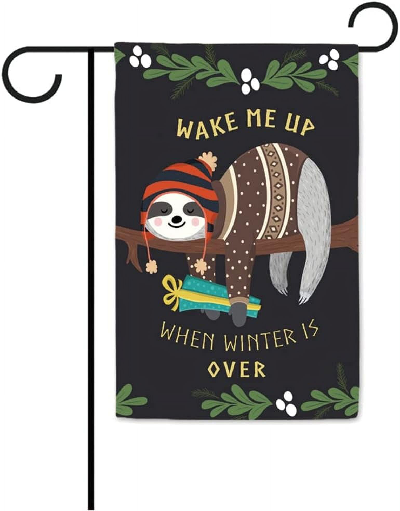 Wake Me Up House Flag Welcome Winter Cute Sloth Sleeping in The Tree ...