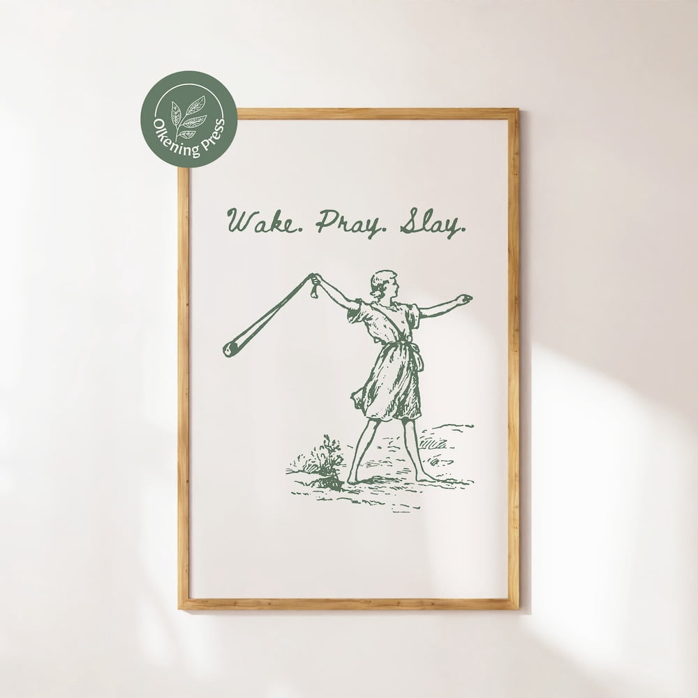 Wake Pray Slay Christian Art: David & Goliath Vintage Print - Walmart.com