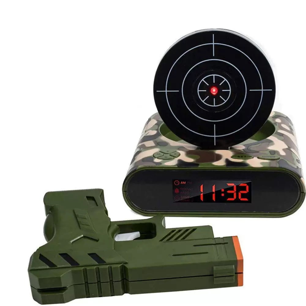 Wake Strike Alarm Clock with Gun, Gun Alarm Clock, Interactive Wake Up ...
