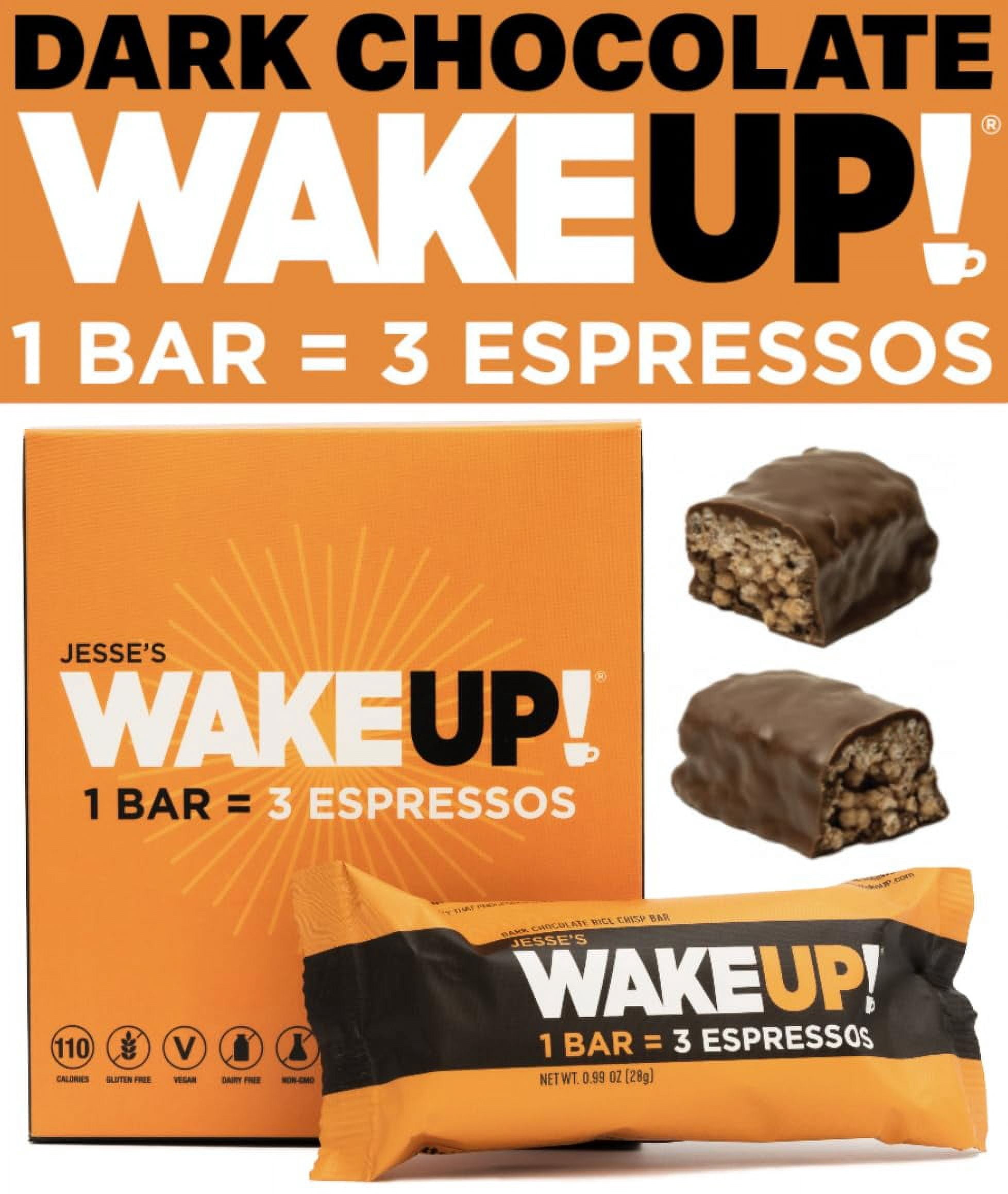 Wake UP! Protein Bars DC20 (1 Bar = 3 Espressos) Gluten Free Dark ...