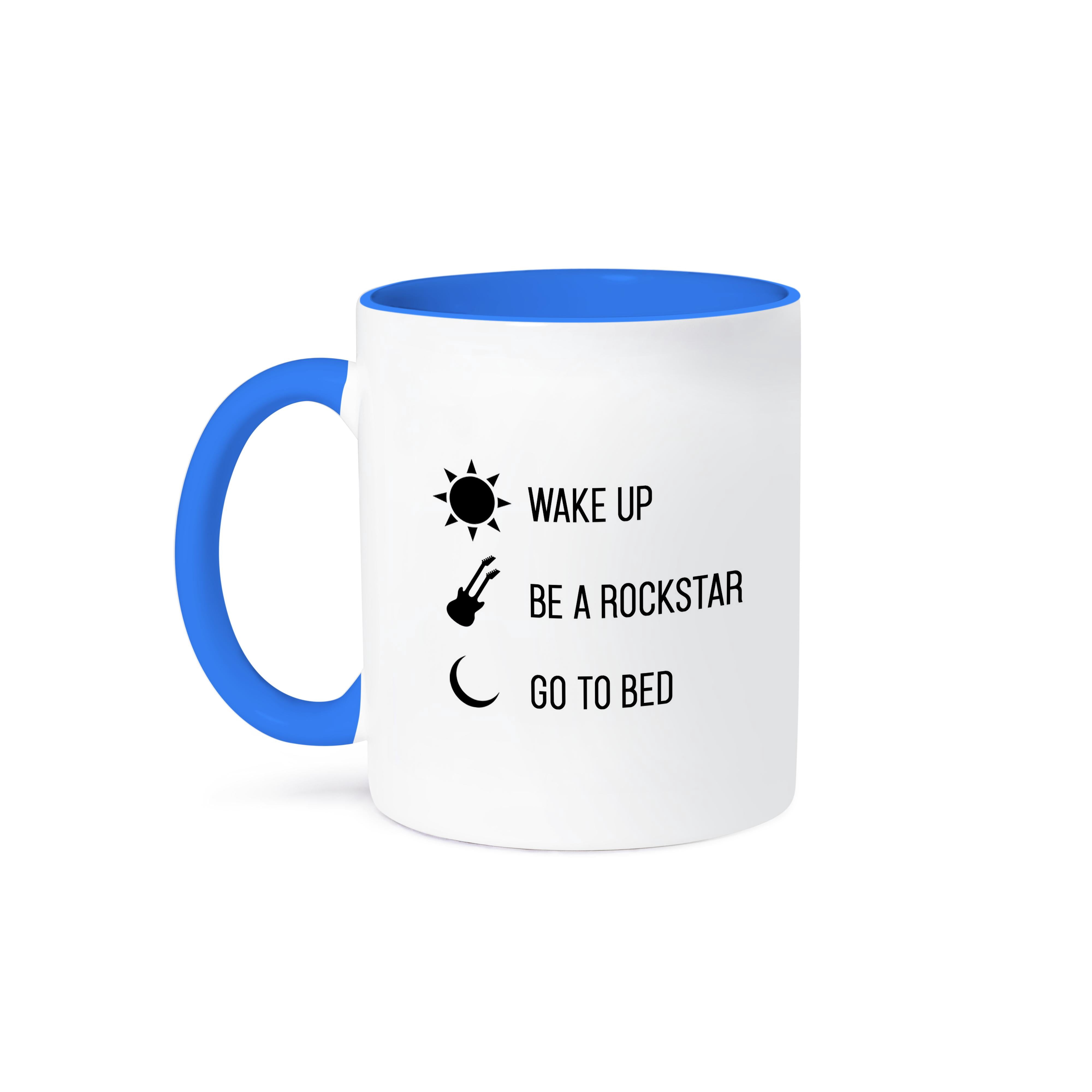 3dRose, Wake Up Be A Rockstar Go To Bed, 15oz Two-Tone Blue Mug ...
