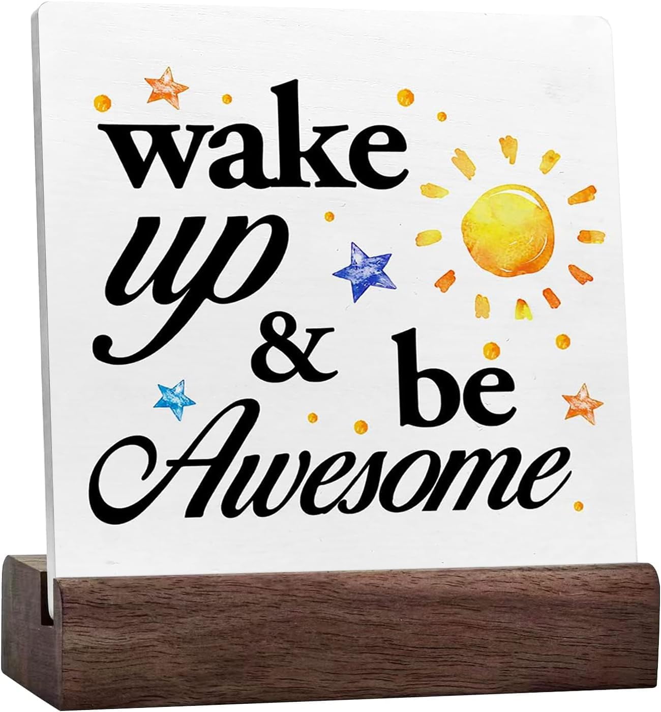 Wake Up and Be Awesome Inspirational Ceramic Table Sign Decor Desk Sign ...