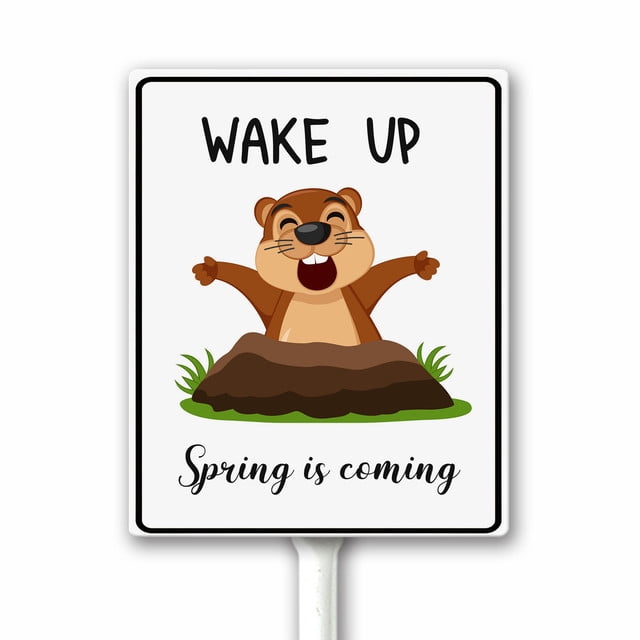 Wake Up Spring Is Coming Sign Funny Groundhog Day Decor Sign (8.8x7)IN ...