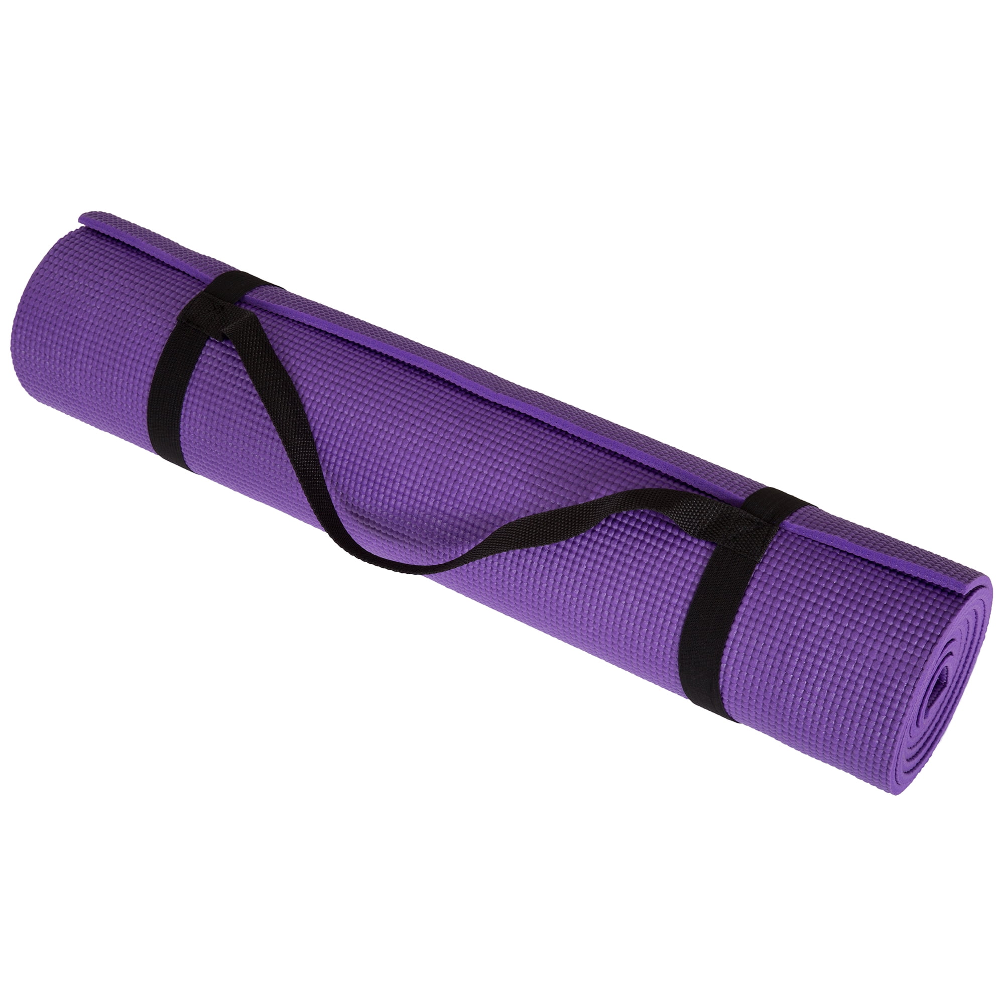 Wakeman Outdoors Double Sided Nonslip Yoga Mat with Carrying Strap, 1/4 ...
