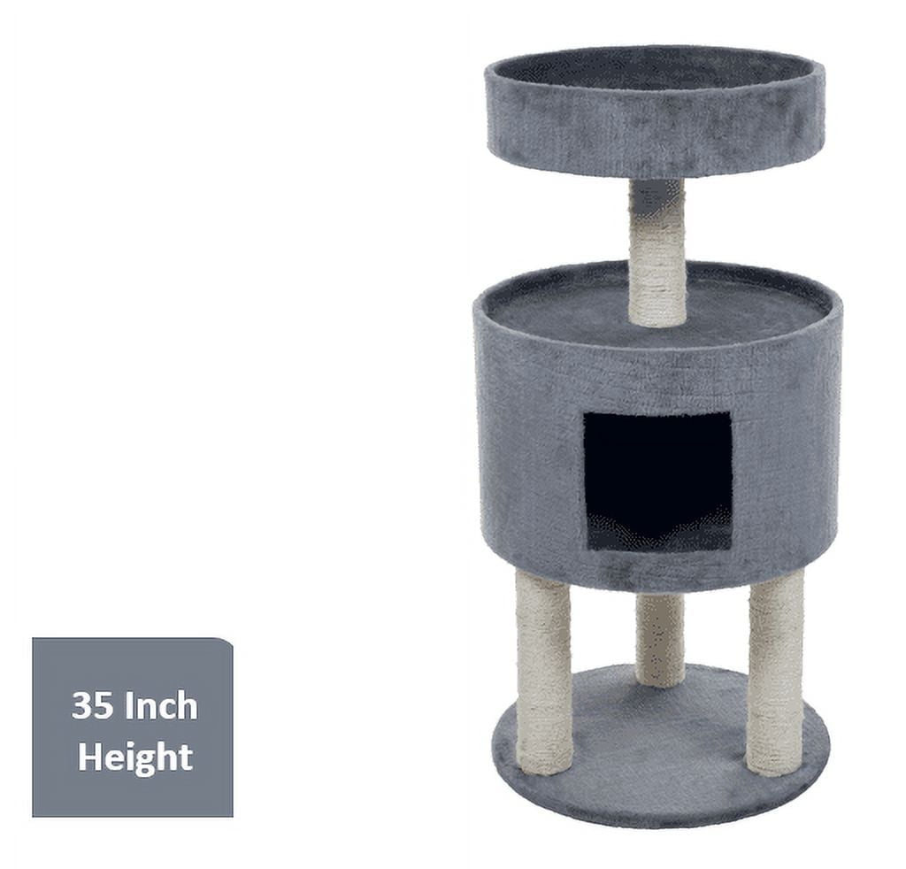 Yippy 2-Tier Kitty Cat Condo with Overhead Balcony - Gray and White ...