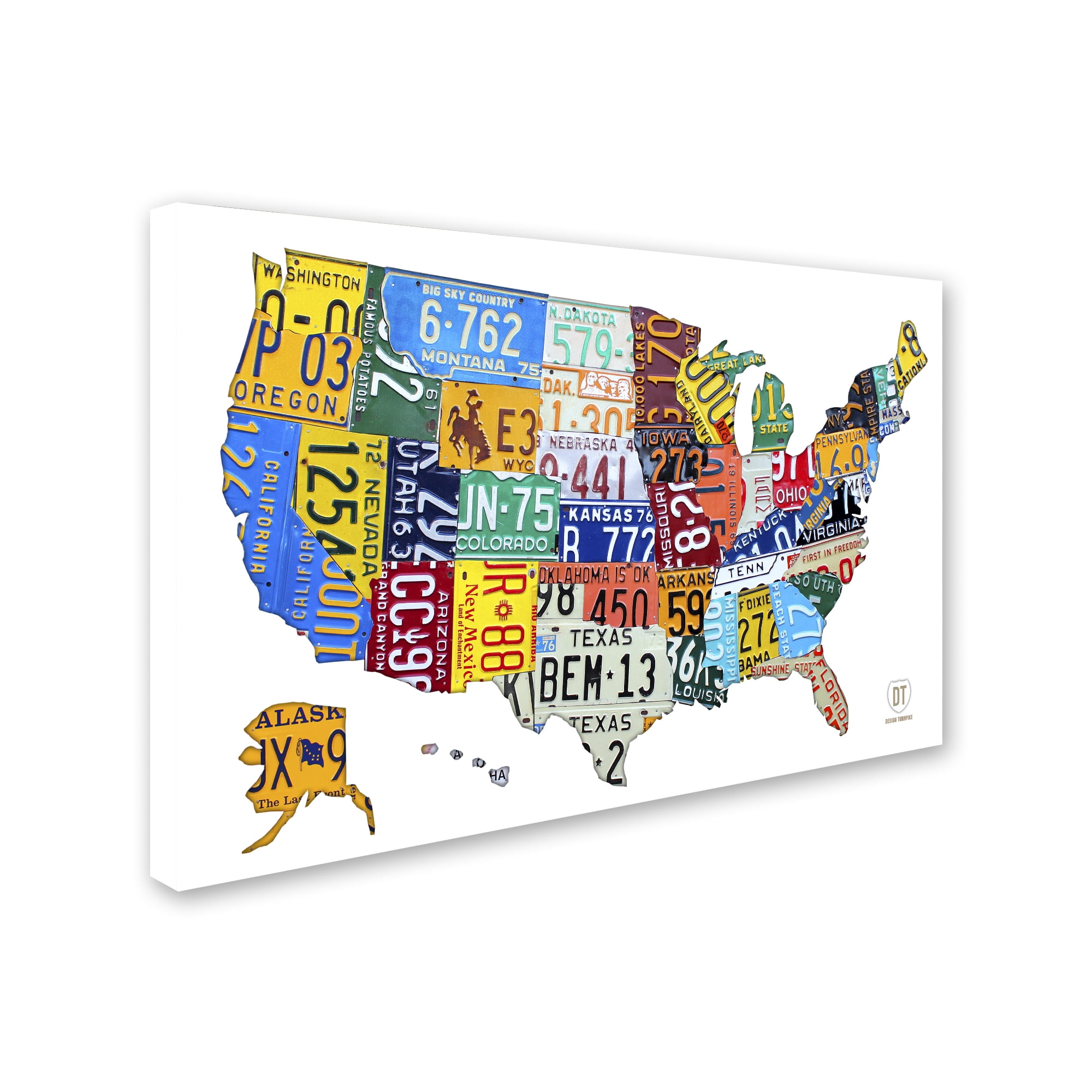 Design Turnpike 'License Plate Map USA 2' Canvas Art - Walmart.com